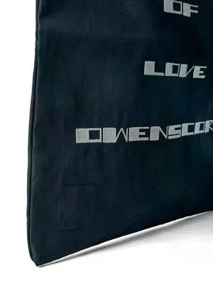Rick Owens Rectangular Tote Bag With Text Print - Black
