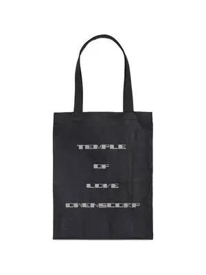 Rick Owens Rectangular Tote Bag With Text Print - Black