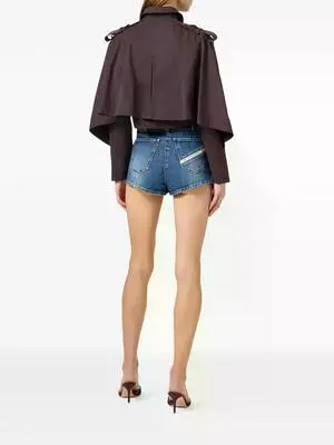Elisabetta Franchi Cropped Cape-sleeve Jacket With Suede Frog Embellishments