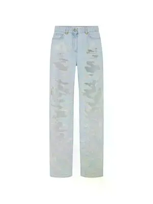 Elisabetta Franchi Low-waist Palazzo Leg Jeans With Devoré Finish - Blue