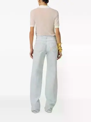 Elisabetta Franchi Low-waist Palazzo Leg Jeans With Devoré Finish