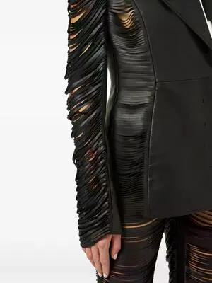 Elisabetta Franchi Double-breasted Fringed Leather Jacket