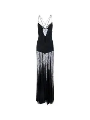 Elisabetta Franchi Floral Lace Maxi Dress