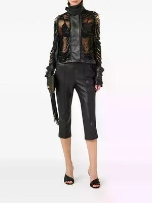 Elisabetta Franchi Leather Trousers With Side Slits