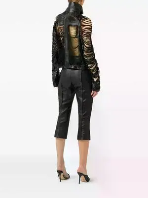 Elisabetta Franchi Leather Trousers With Side Slits