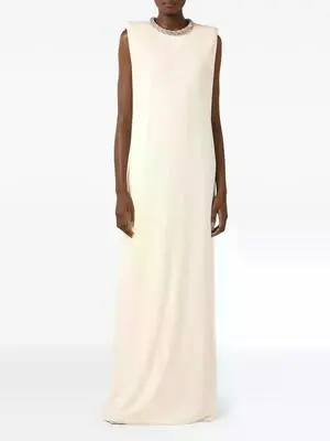 Elisabetta Franchi Jewelled Sleeveless Maxi Dress - Neutrals