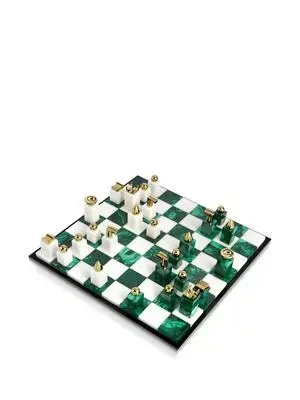L'Objet Gold-tone Patterned Chess Set
