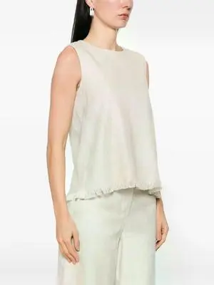 Max Mara Anika Fringed Round Neck Sleeveless Top - Neutrals