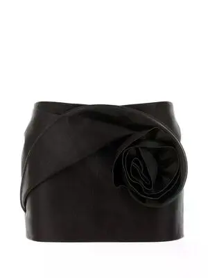 Magda Butrym Leather Mini Skirt With Flower Detail