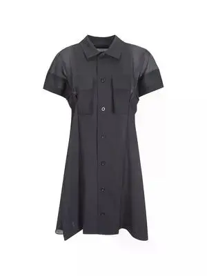 Sacai Pocket Suiting Wool Mini Dress - Grey