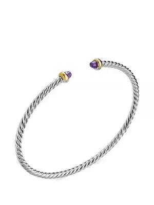 David Yurman Sterling And 14k Yellow Gold Amethyst Micro Cable Flex® Bracelet
