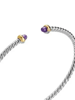 David Yurman Sterling And 14k Yellow Gold Amethyst Micro Cable Flex® Bracelet