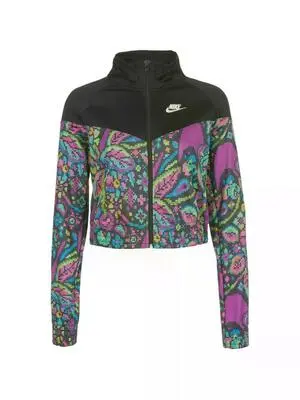 Nike Printed Cropped Zip Fastening Jacket - Black