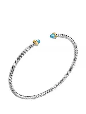 David Yurman Sterling And 14k Yellow Gold Blue Topaz Cable Flex® Bracelet - Silver