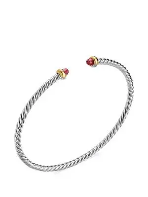 David Yurman Micro Cable Flex Bracelet With Rhodolite Garnets
