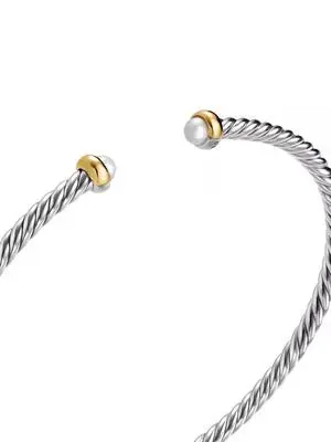 David Yurman Micro Cable Flex Bracelet With Freshwater Pearls