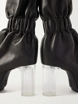 Rick Owens Taquito Gathered Leather Ankle Boots