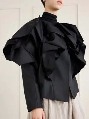 Comme Des Garçons Ruffled Frayed Gabardine Jacket