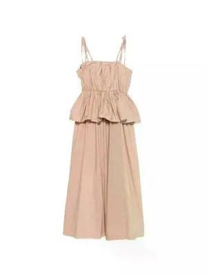 TWINSET Sleeveless Midi Dress With Ruffled Detailing - Neutrals
