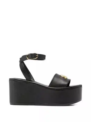 SERGIO ROSSI Logo Ankle Strap Sandals - Black