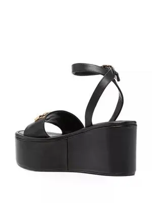 SERGIO ROSSI Logo Ankle Strap Sandals - Black