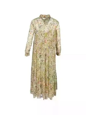 Celine Floral Print Long-sleeved Maxi Dress - Neutrals