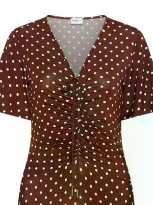 Marella Dotted V-neck Midi Dress