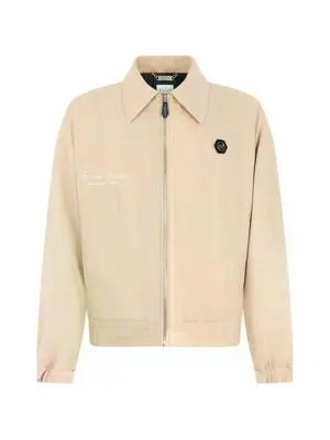 Philipp Plein Wool Pinstripe Zip Jacket - Neutrals