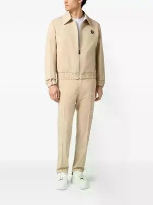 Philipp Plein Wool Pinstripe Zip Jacket - Neutrals