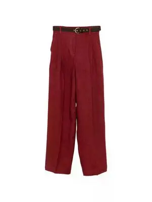 Max Mara Belted Pleated Wide Leg Trousers