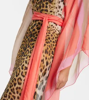 Roberto Cavalli Printed Belted Silk Kaftan