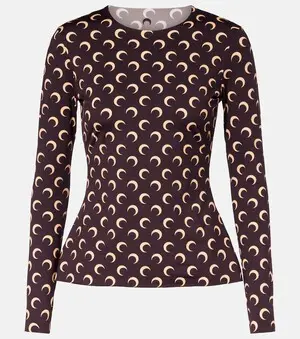MARINE SERRE Marine Serre All Over Moon Jersey Top Brown