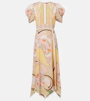 La DoubleJ Cherie Floral Silk Midi Dress - Multicoloured