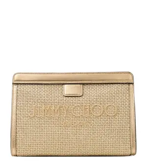 JIMMY CHOO Raffia Avenue Pouch - Gold