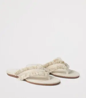 JIMMY CHOO Bay Flat Canvas Flip Flops - Neutral