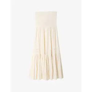 Sandro Knitted Ruffle Hem Maxi Skirt - Ecru