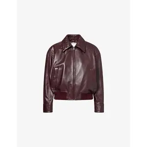 Bottega Veneta Intrecciato Collar Leather Bomber Jacket - Jam