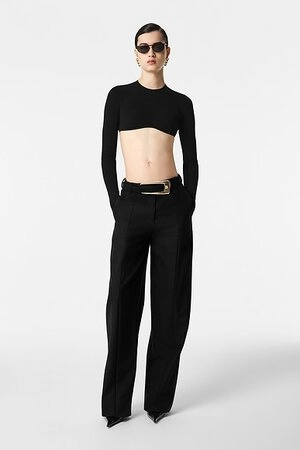 Revolve Jada Long Sleeve Cropped Top - Black