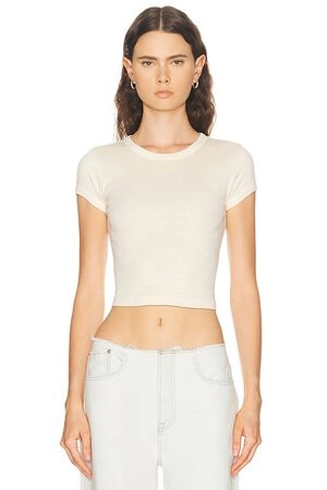 Enza Costa Supima Baby Rib Cropped Tee - Flan