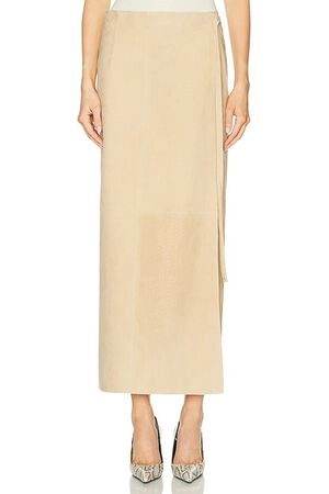 Nour Hammour Leather Wrap Skirt - Vanilla Snake