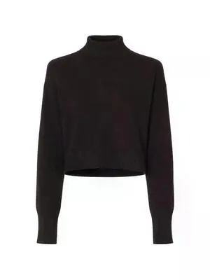 Sablyn Oak Ribbed Knit Cropped Turtleneck Sweater - Brown