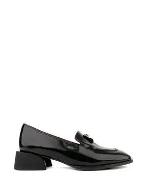 LINDA BAUMANN Patent Loafers With Bow Detail - Black