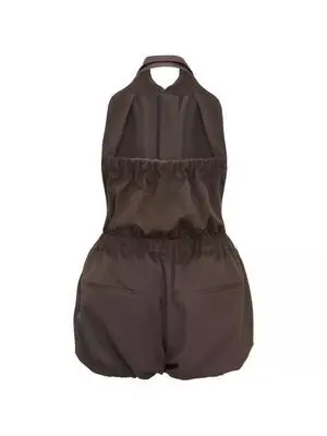 THE MANNEI Collared Jumpsuit With Gathered Waist And Front Pockets - Brown