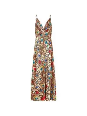 Camilla V-neck Printed Slip Dress - Neutrals