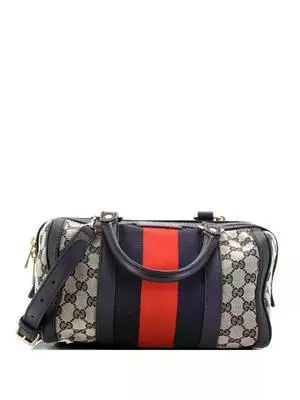 Gucci Vintage Web Boston Bag Gg Canvas Small Satchel - Blue