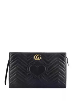 Gucci Gg Marmont Matelassé Leather Clutch Bag With Heart Appliqu