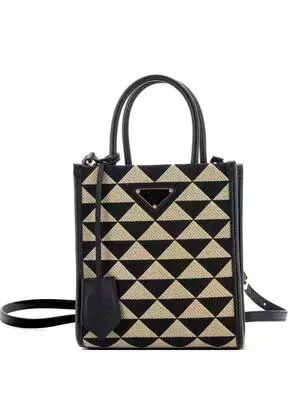 Prada Jacquard Mini Shopper Tote Crossbody Bag
