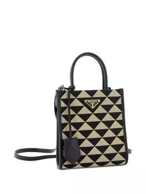 Prada Jacquard Mini Shopper Tote Crossbody Bag