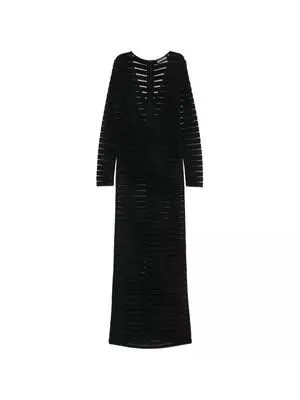 David Koma V-neck Openwork Maxi Dress - Black