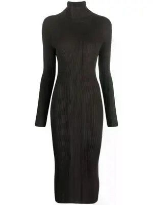 P.a.r.o.s.h Ribbed-knit Roll-neck Midi Dress